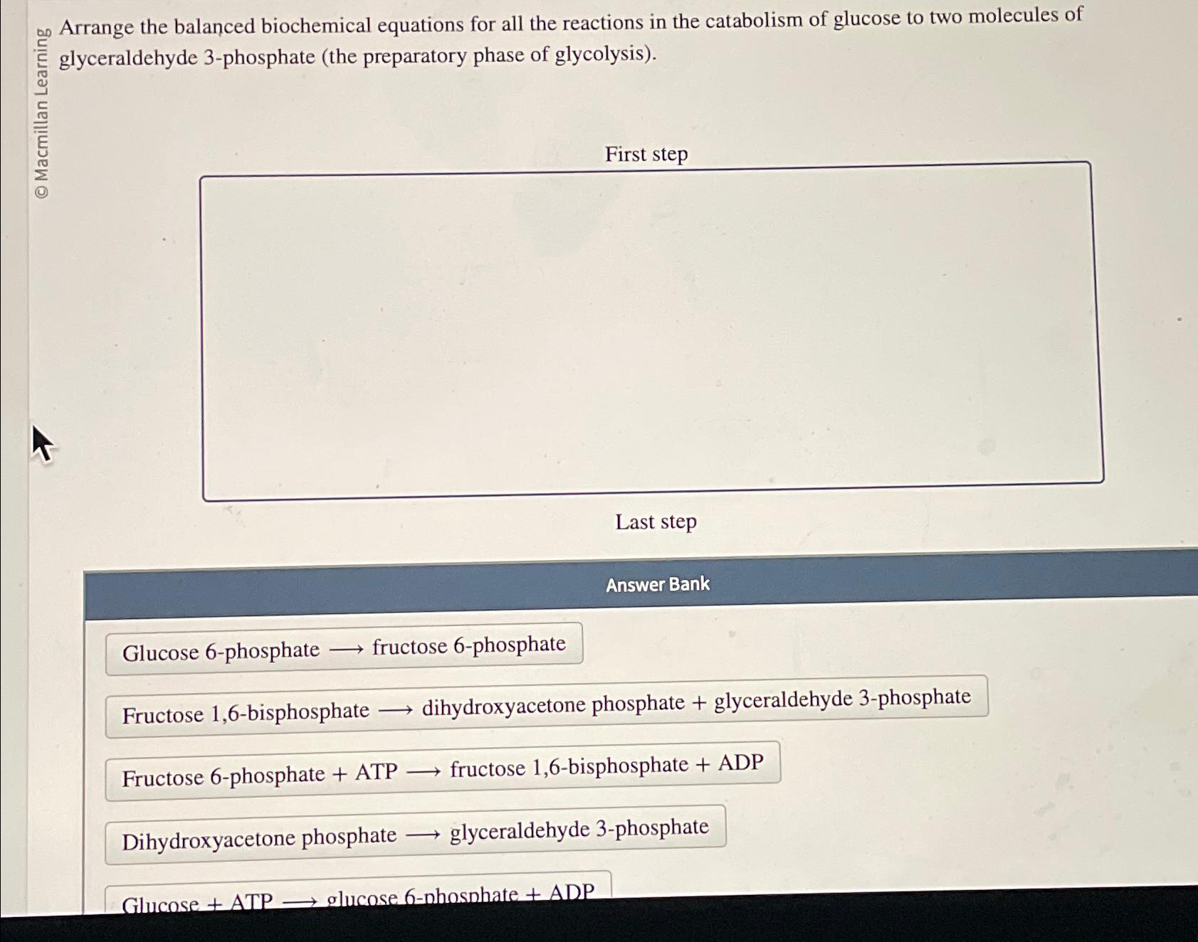 Solved Arrange the balanced biochemical equations for all | Chegg.com
