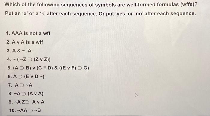 Whichinf Of The Following Sequences Of Symbols Are 