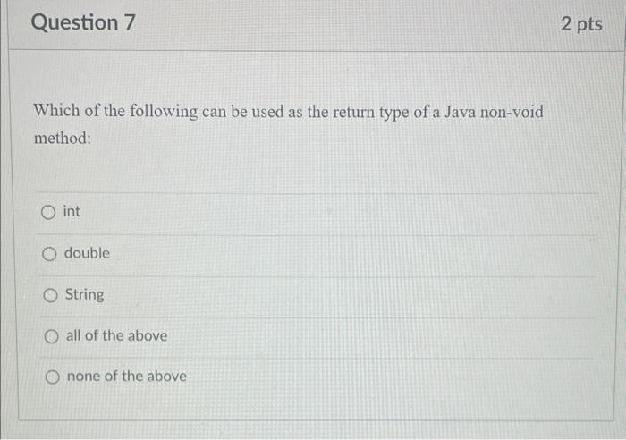 Solved Which of the following can be used as the return type | Chegg.com