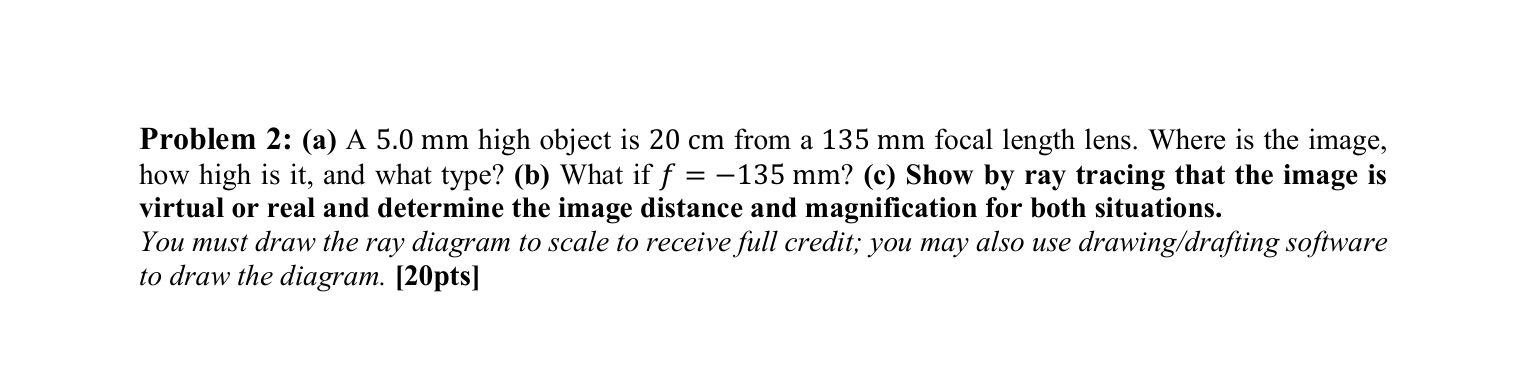 Solved Problem 2: (a) ﻿A 5.0 ﻿mm high object is 20 ﻿cm from | Chegg.com