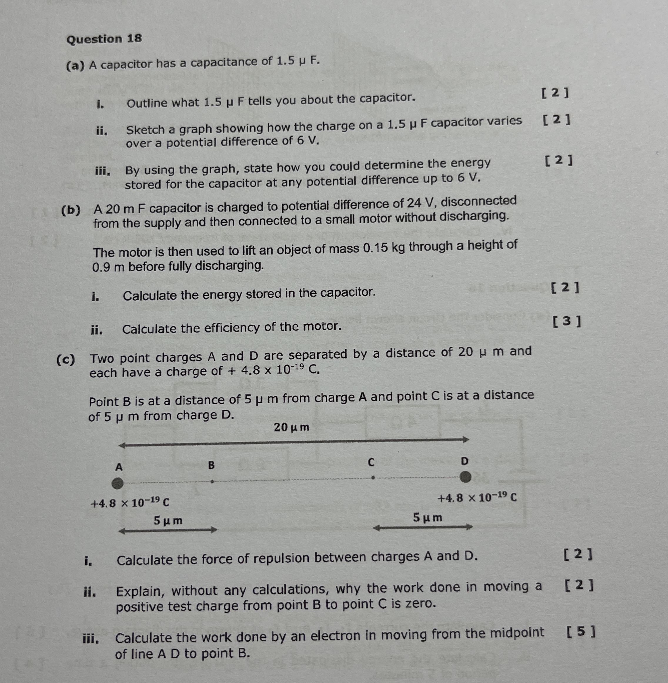 Solved Question 18(a) ﻿A capacitor has a capacitance of | Chegg.com
