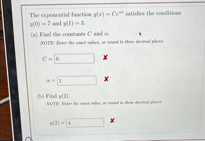 Solved The exponential function y(x)=Ceαx satisfies the | Chegg.com