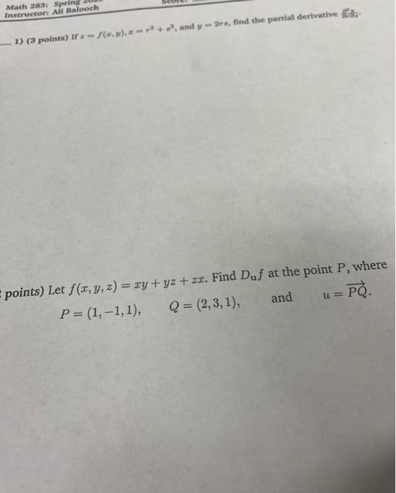 Solved 1) (3 points) If x=f(x,y),x−r2+x2, and y−2rs, find | Chegg.com