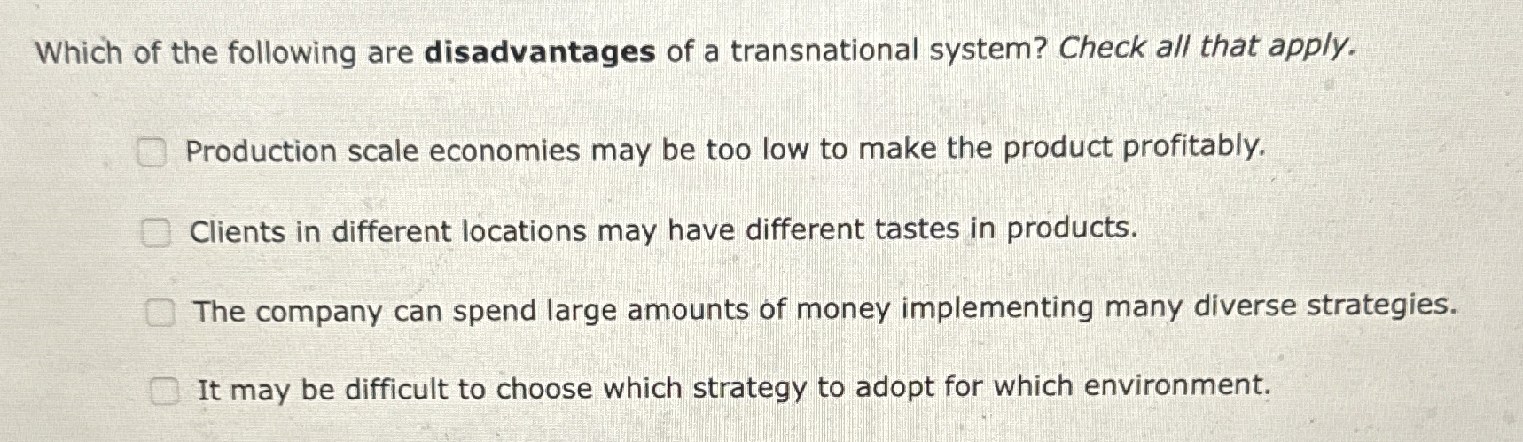Solved Which of the following are disadvantages of a | Chegg.com