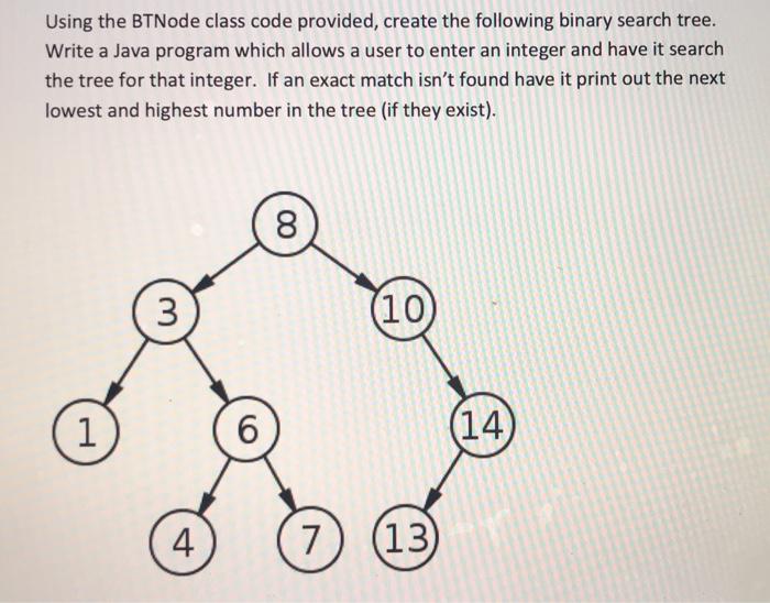 Solved Using The Btnode Class Code Provided Create The 7955