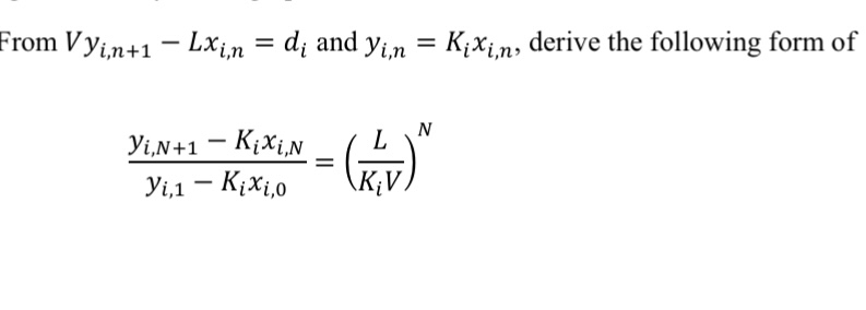 Solved From Vyi,n+1-Lxi,n=di ﻿and yi,n=Kixi,n, ﻿derive the | Chegg.com