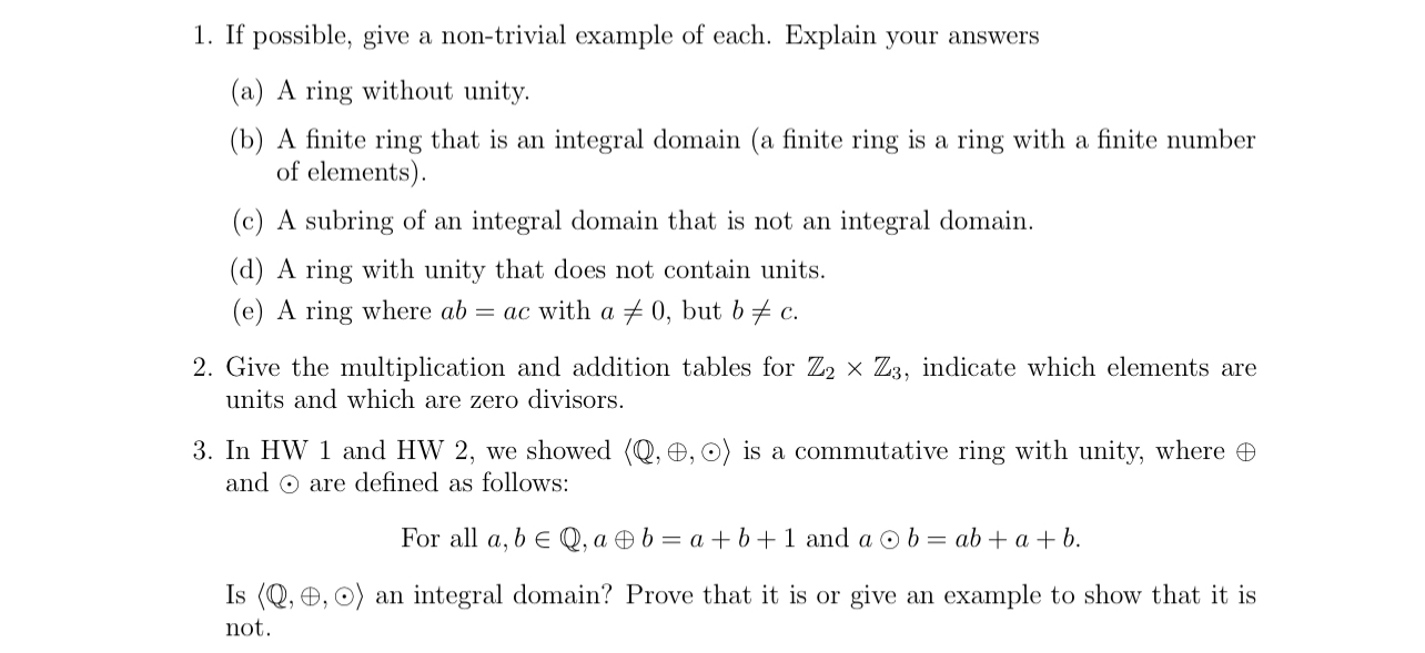 Solved If possible, give a non-trivial example of each. | Chegg.com