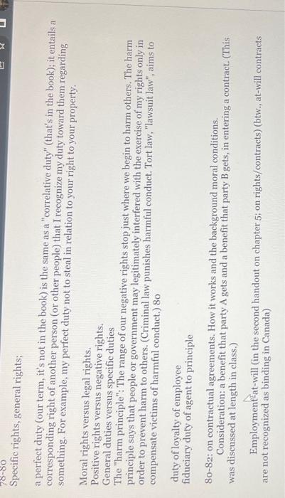 Specific rights, general rights; a perfect duty (our | Chegg.com