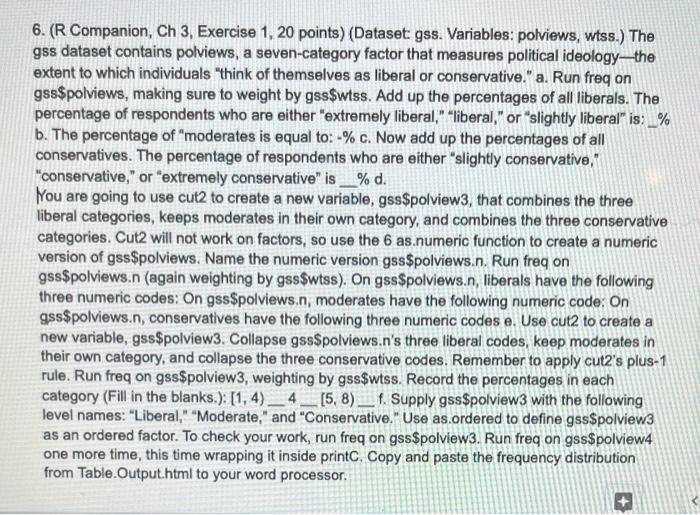 6 R Companion Ch 3 Exercise 1 20 Points 