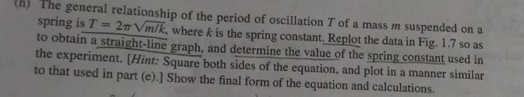Solved (i) The general relationship of the period of | Chegg.com