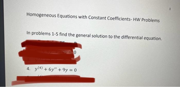 Solved Homogeneous Equations with Constant Coefficients- HW | Chegg.com