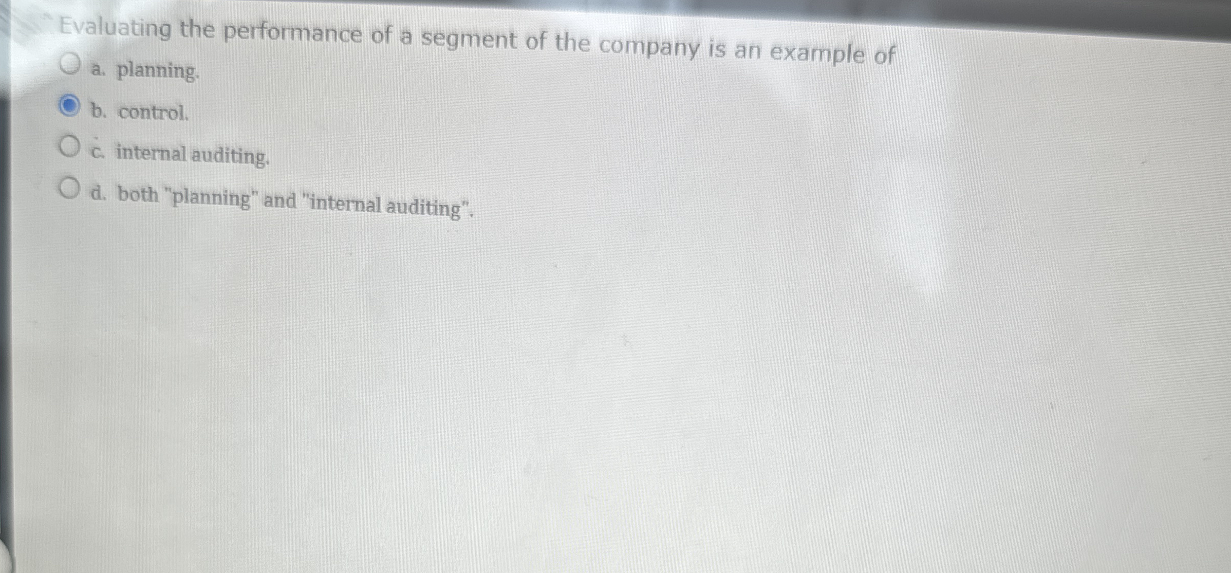 Solved Evaluating the performance of a segment of the | Chegg.com