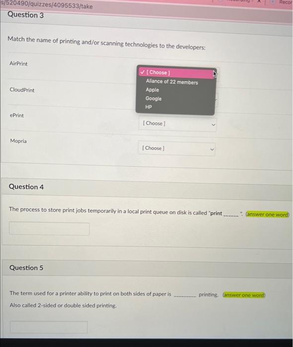 Solved Match each term with the correct statement below. | Chegg.com