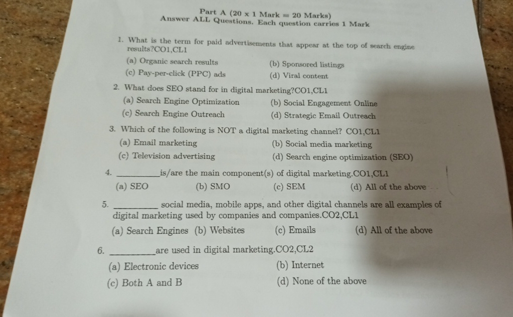 Solved Part A Mark =20 ﻿Marks | Chegg.com
