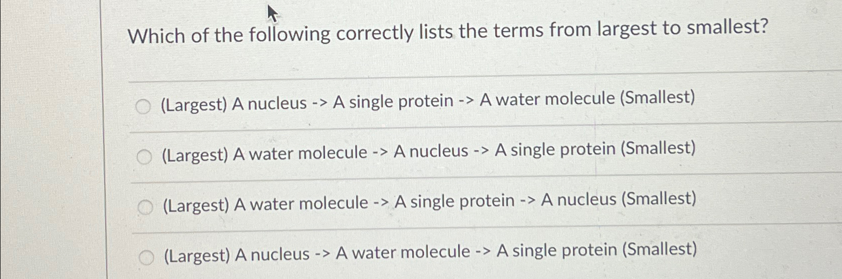 Solved Which of the following correctly lists the terms from | Chegg.com