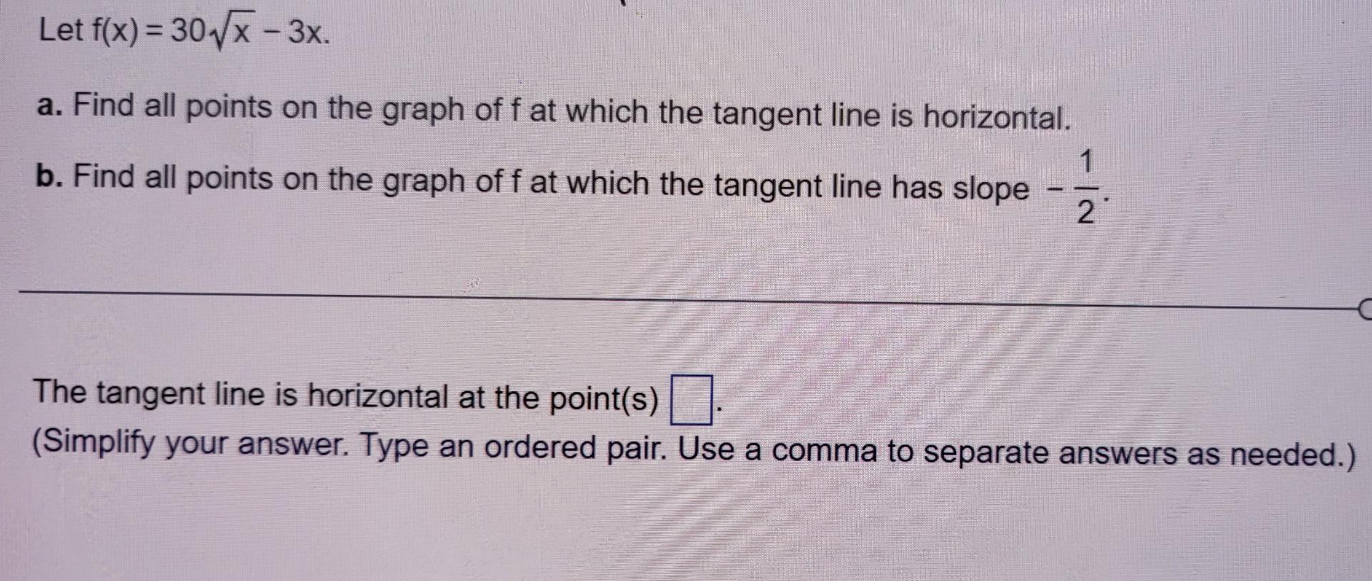 Solved Let f(x)=30x−3x a. Find all points on the graph of f | Chegg.com