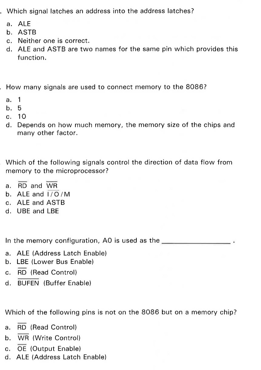 Solved Which signal latches an address into the address | Chegg.com