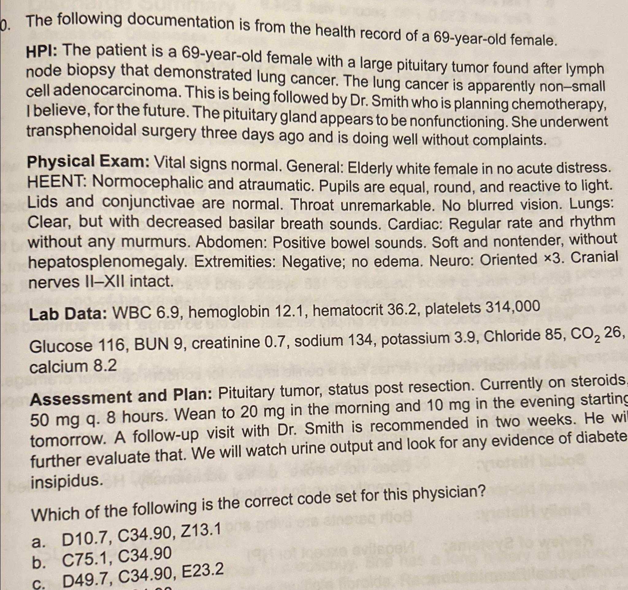 Solved The following documentation is from the health record | Chegg.com