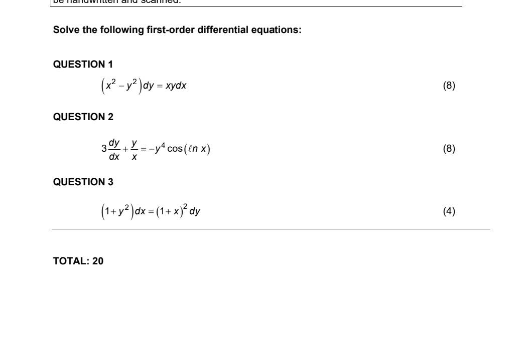 Solved Solve the following first-order differential | Chegg.com