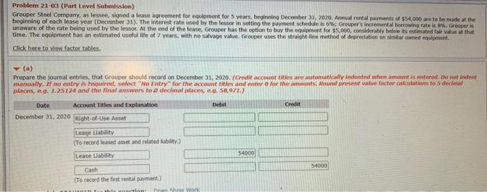 Solved Problem 21-01 (Part Level Submission) Grouper Steel | Chegg.com
