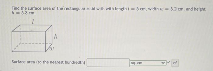 Solved Find the surface area of the rectangular solid with | Chegg.com