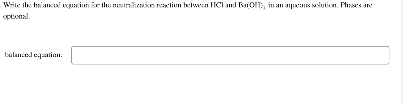 Solved Write the balanced equation for the neutralization | Chegg.com