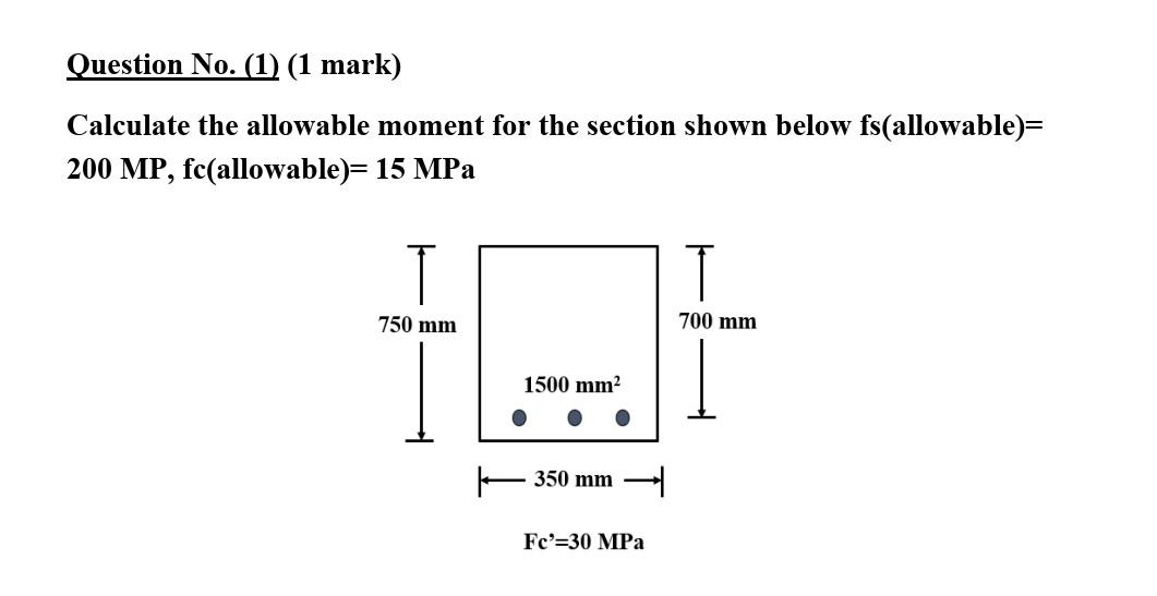 Solved Calculate the allowable moment for the section shown | Chegg.com