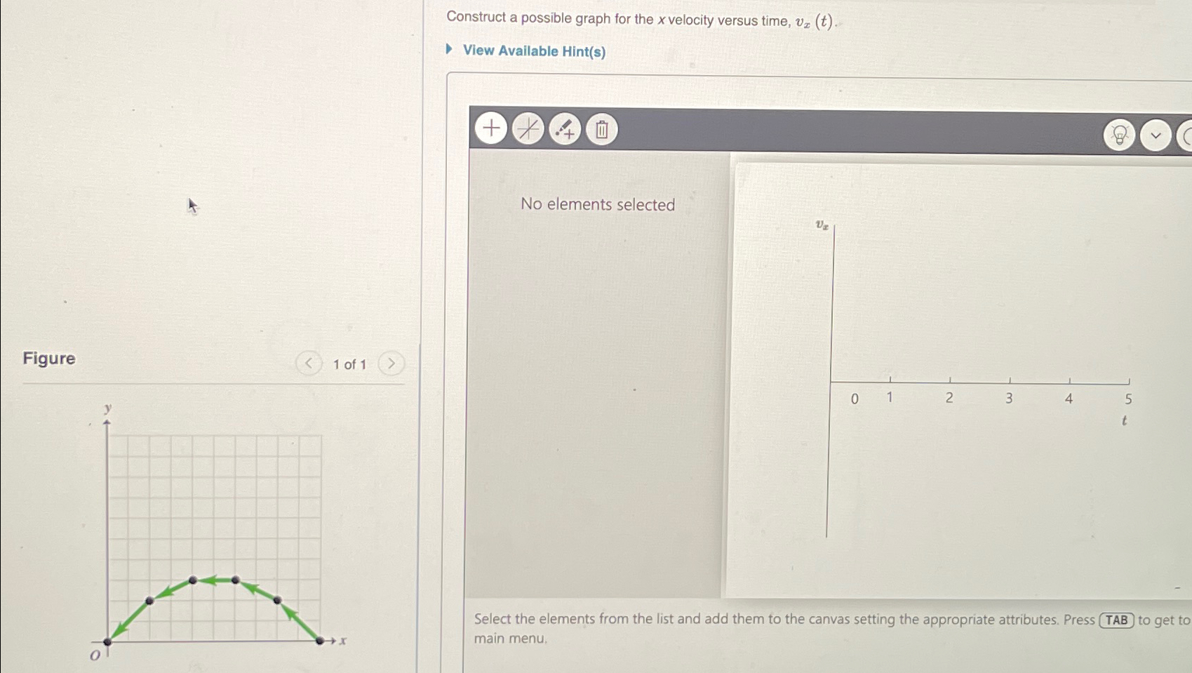 Construct a possible graph for the x velocity versus | Chegg.com