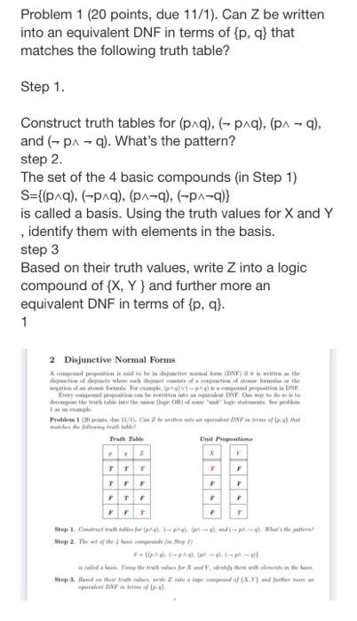 Solved Problem 1 (20 points, due 11/1). Can Z be written | Chegg.com