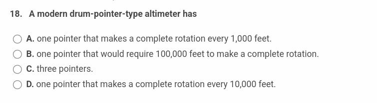 Solved A modern drum-pointer-type altimeter hasA. ﻿one | Chegg.com