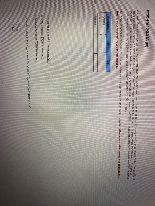 Solved Problem 10-26 (Algo) As part of an insurance | Chegg.com
