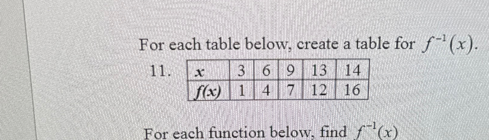 Solved For each table below, create a table for | Chegg.com