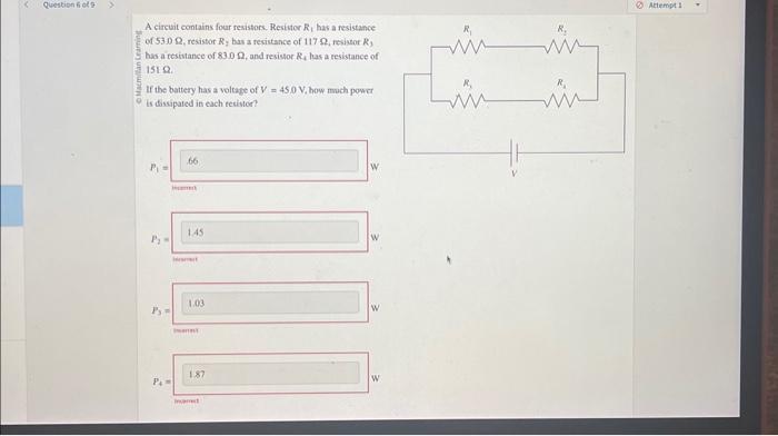 Solved A circuit contains four resistors. Resistor R1 has a | Chegg.com