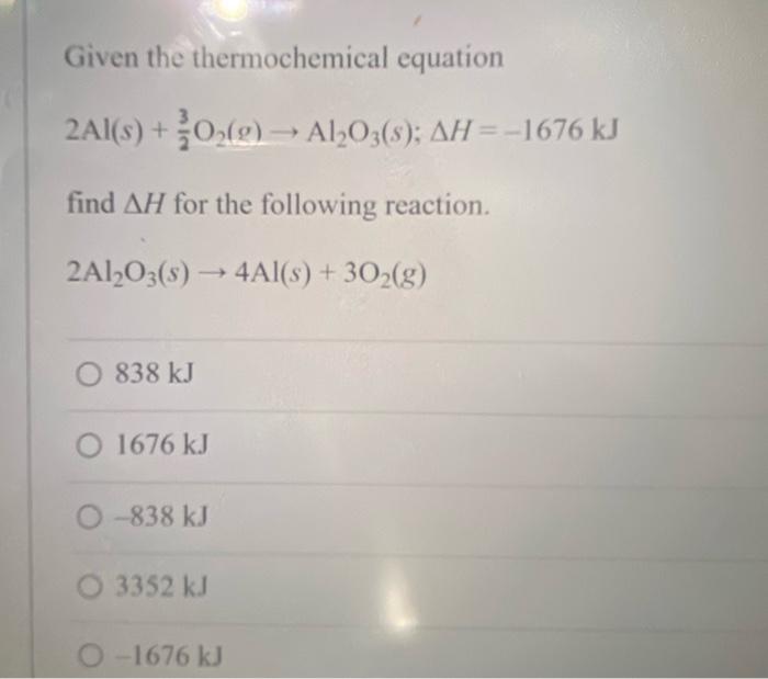 Solved Given The Thermochemical Equation