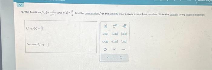 Solved For the functions f(x)=x+1x and g(x)=x5, find the | Chegg.com