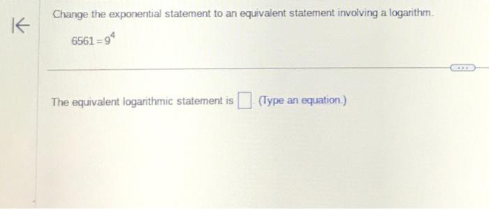 Solved Change the exponential statement to an equivalent | Chegg.com