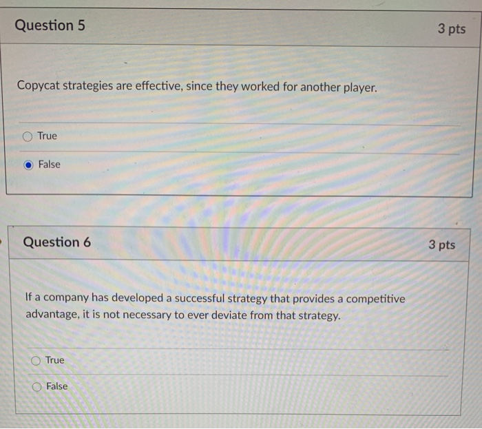 Solved Question 5 3 pts Copycat strategies are effective, | Chegg.com