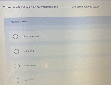 Solved Orgasm is initiated by action potentials from the | Chegg.com