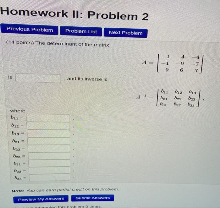 Solved Homework Ii Problem 2 Previous Problem Problem List 