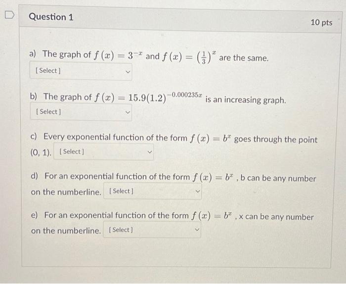Solved a) The graph of f(x)=3−x and f(x)=(31)x are the same. | Chegg.com