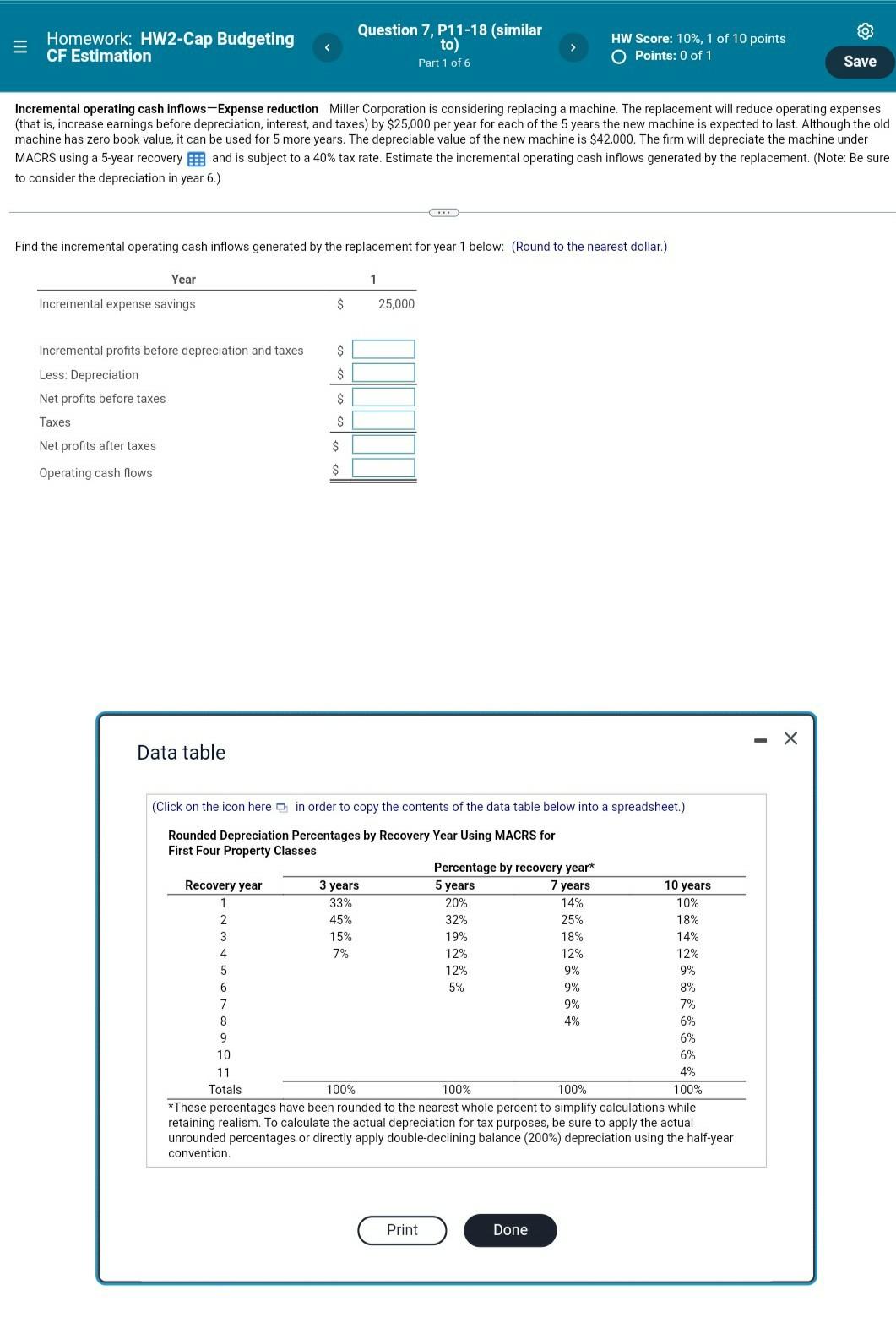 Solved E Homework: HW2-Cap Budgeting CF Estimation Question | Chegg.com