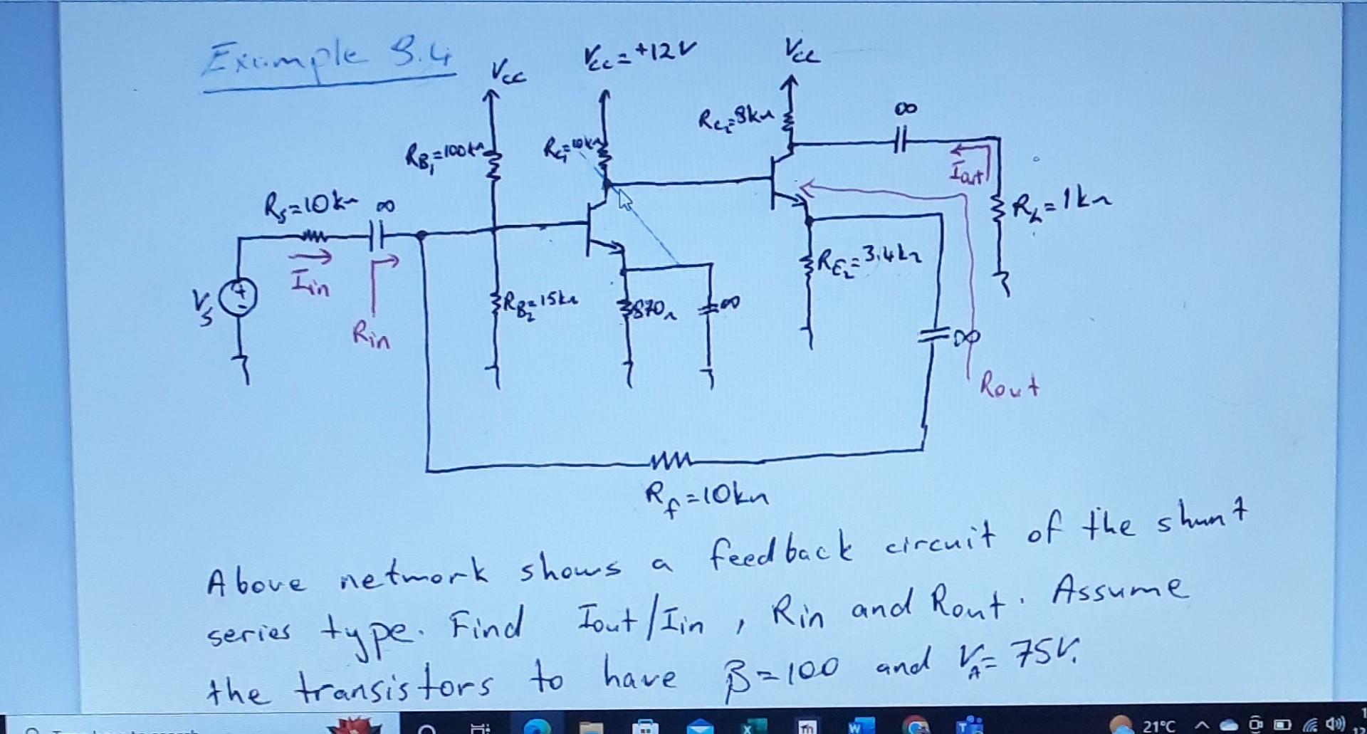 Solved A bove netmork shows a feed back circuit of the shunt | Chegg.com