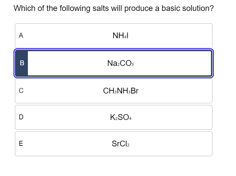 Solved Which of the following salts will produce a basic | Chegg.com
