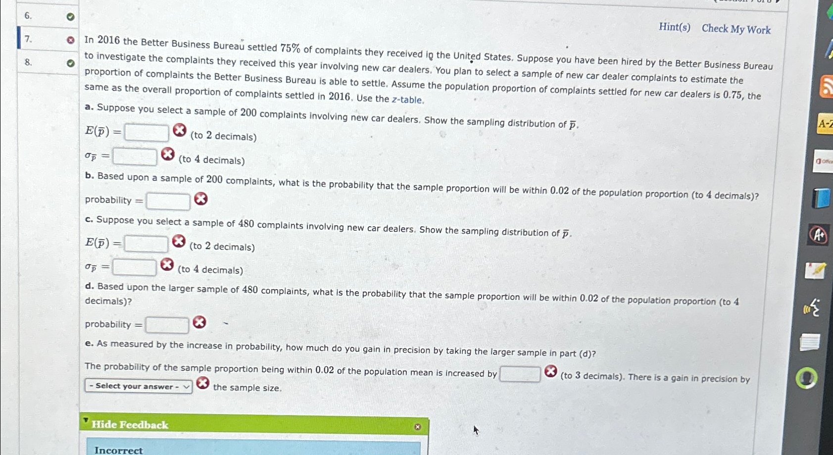 Solved Hint(s) ﻿Check My Work7.In 2016 ﻿the Better Business | Chegg.com