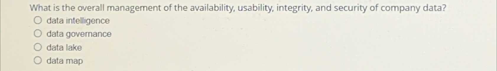 Solved What is the overall management of the availability, | Chegg.com