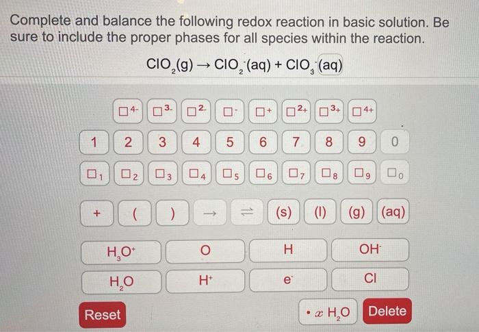 Solved Complete and balance the following redox reaction in | Chegg.com
