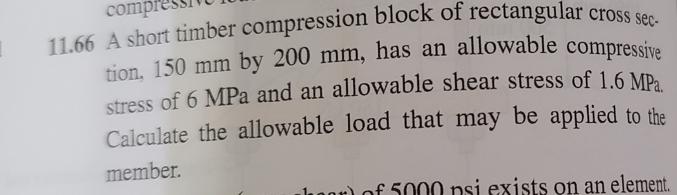 Solved 11.66 ﻿A short timber compression block of | Chegg.com