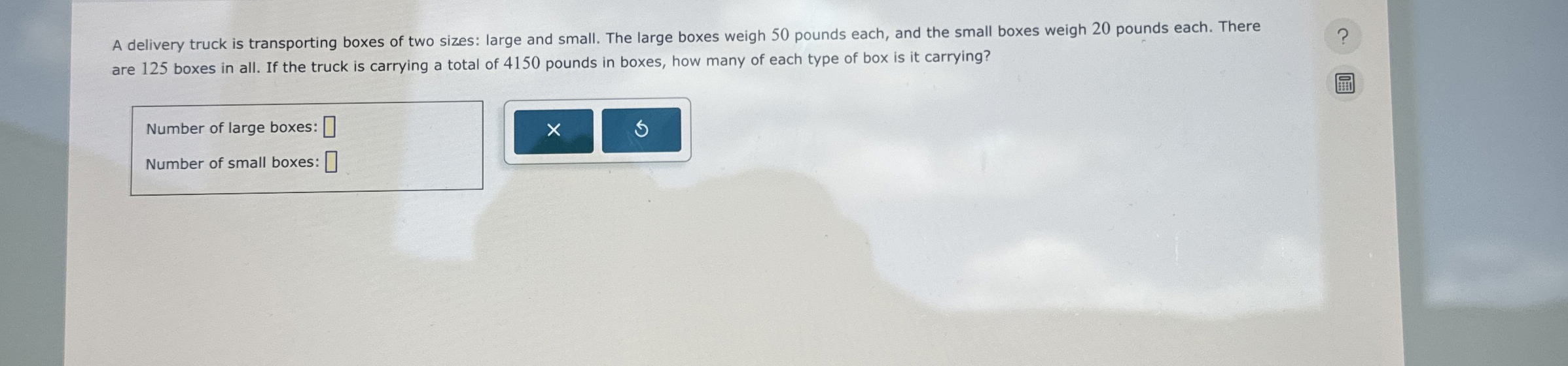 Solved A delivery truck is transporting boxes of two sizes: | Chegg.com