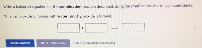 Solved Write a balanced equation for the combination | Chegg.com