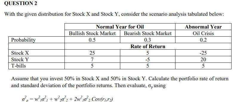Solved QUESTION 2 With the given distribution for Stock X | Chegg.com